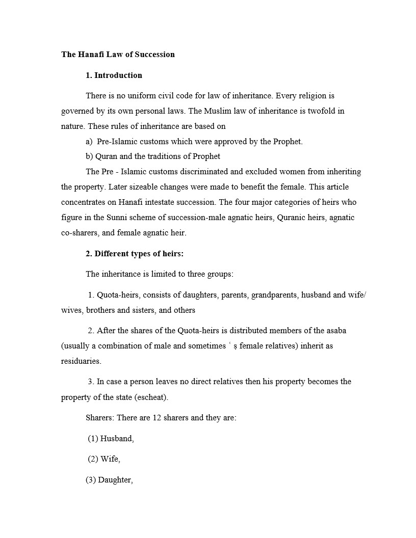 The Hanafi Law of Succession